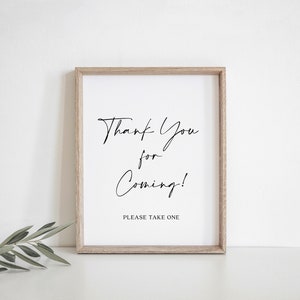 Thank You for Coming Sign, Thank You Sign, Modern and Elegant Wedding ...
