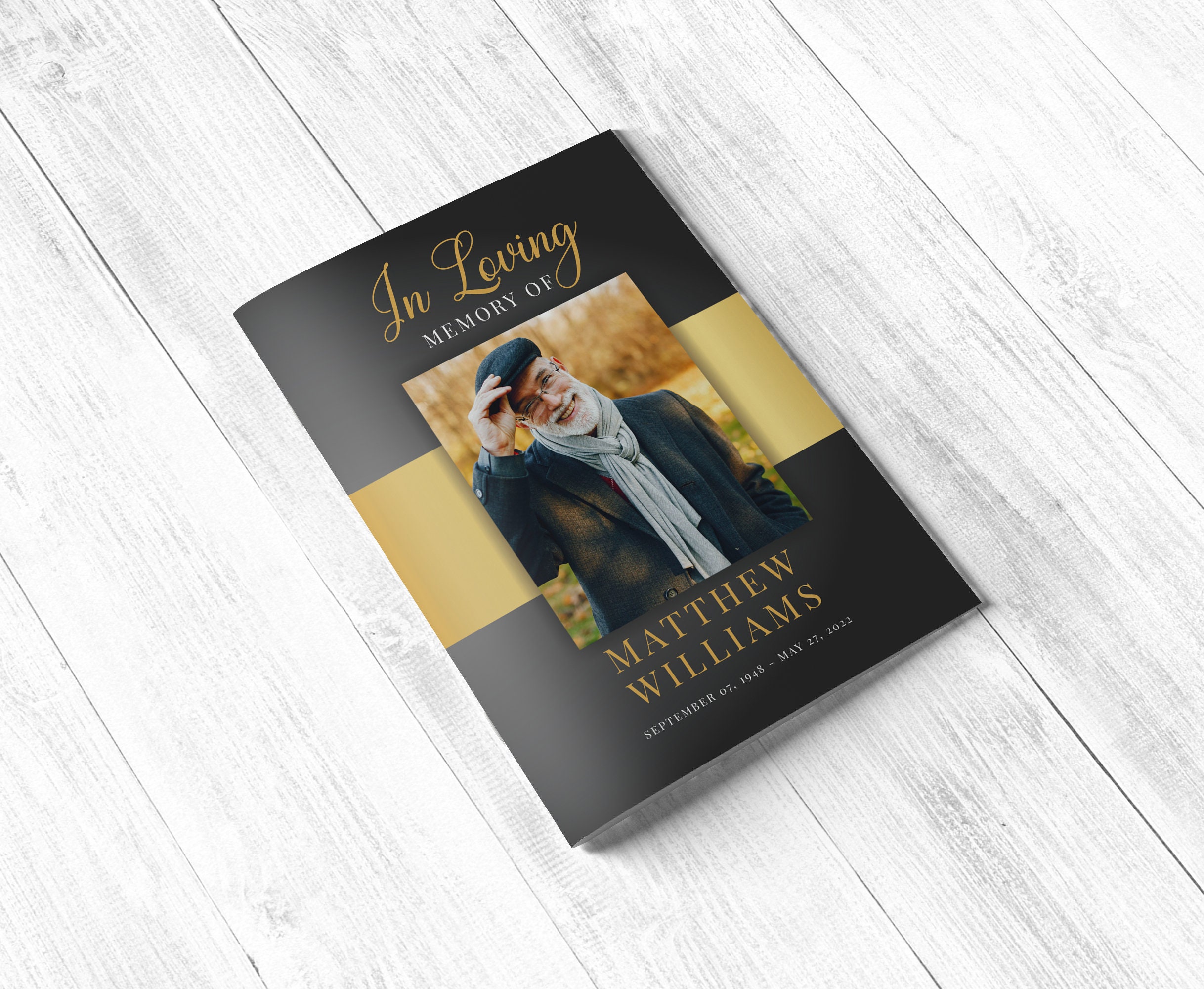 Funeral Program Template Gold Program Template Instant - Etsy
