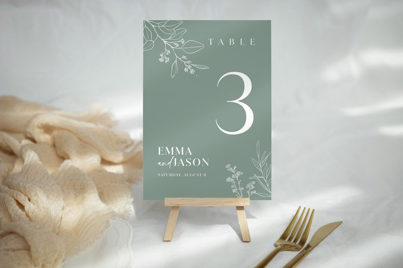 Table Numbers Template Sage Table Numbers Floral Table - Etsy