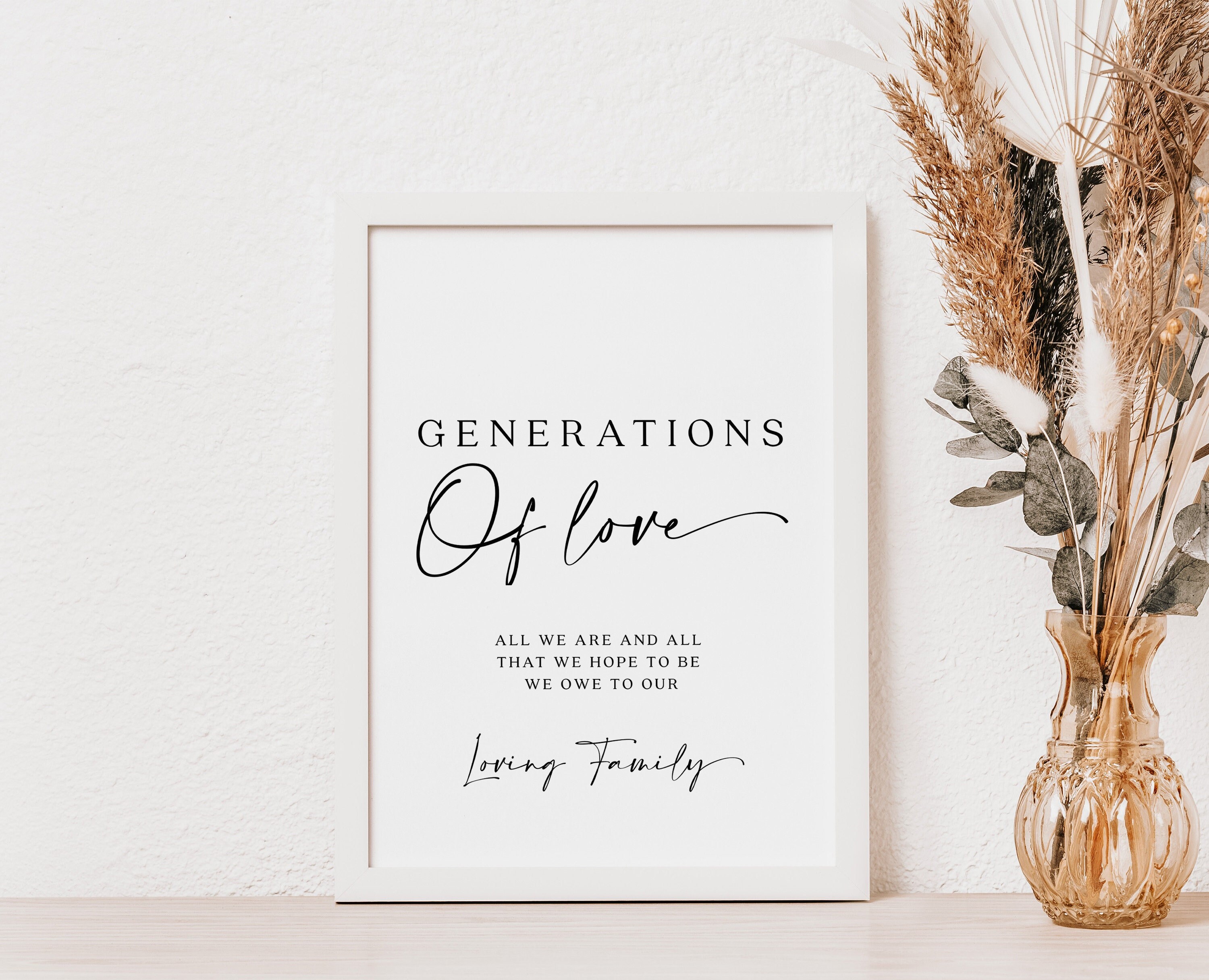 Generations of Love Wedding Sign Modern and Elegant Wedding - Etsy