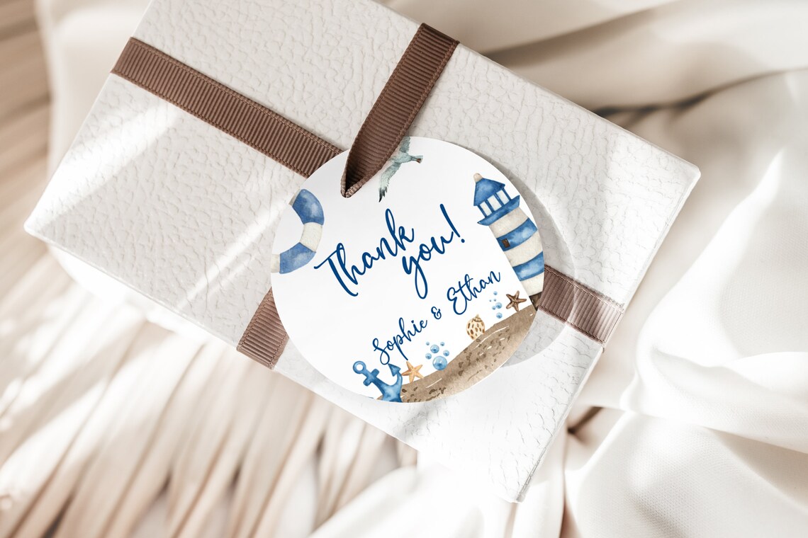 Nautical Tag Template Round and Square Tags Favors and Gift - Etsy