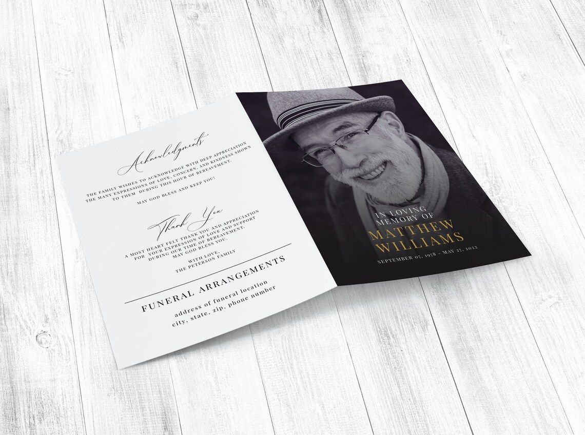 Funeral Program Template in Loving Memory Program Template | Etsy