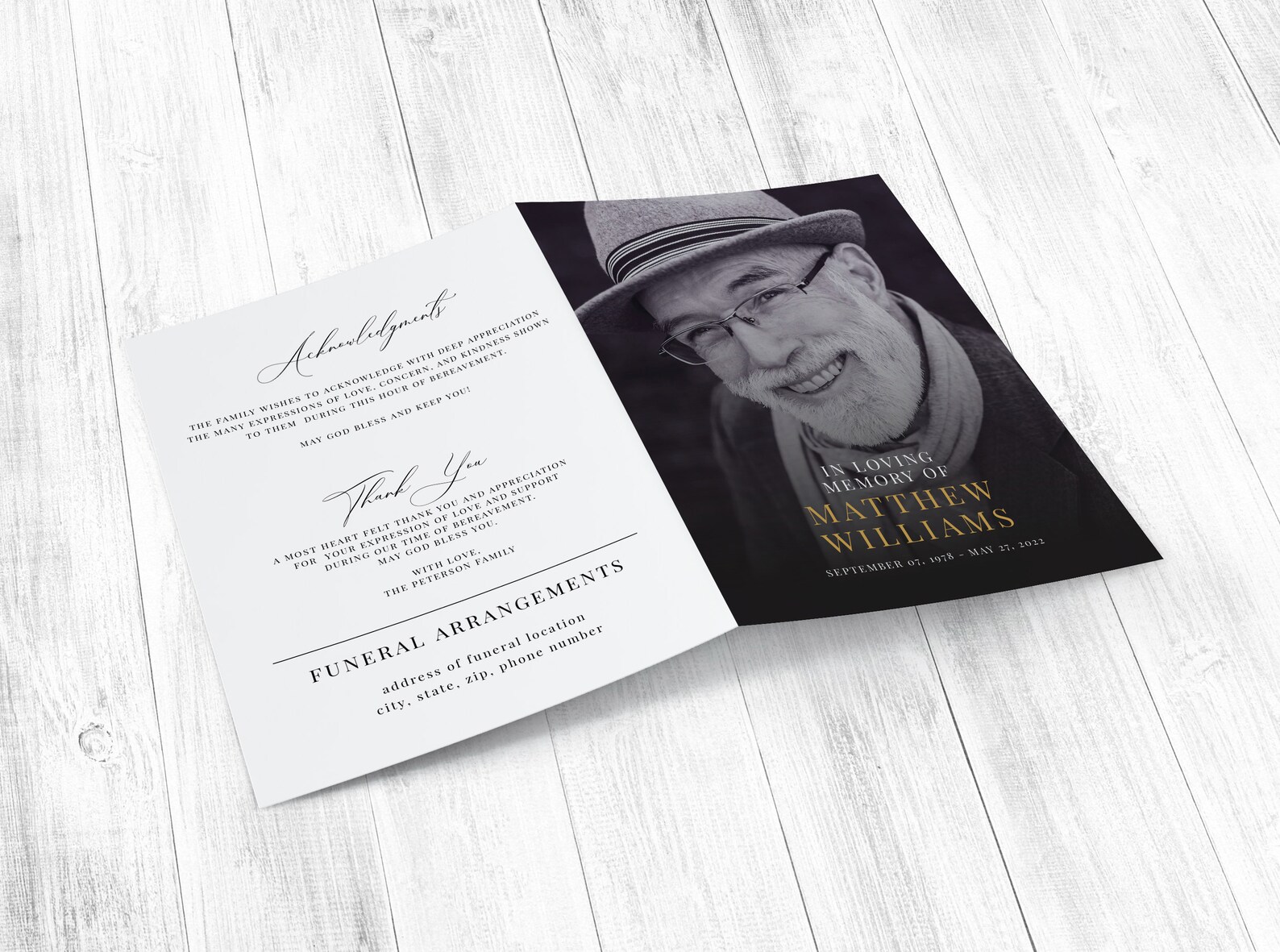 Funeral Program Template in Loving Memory Program Template | Etsy