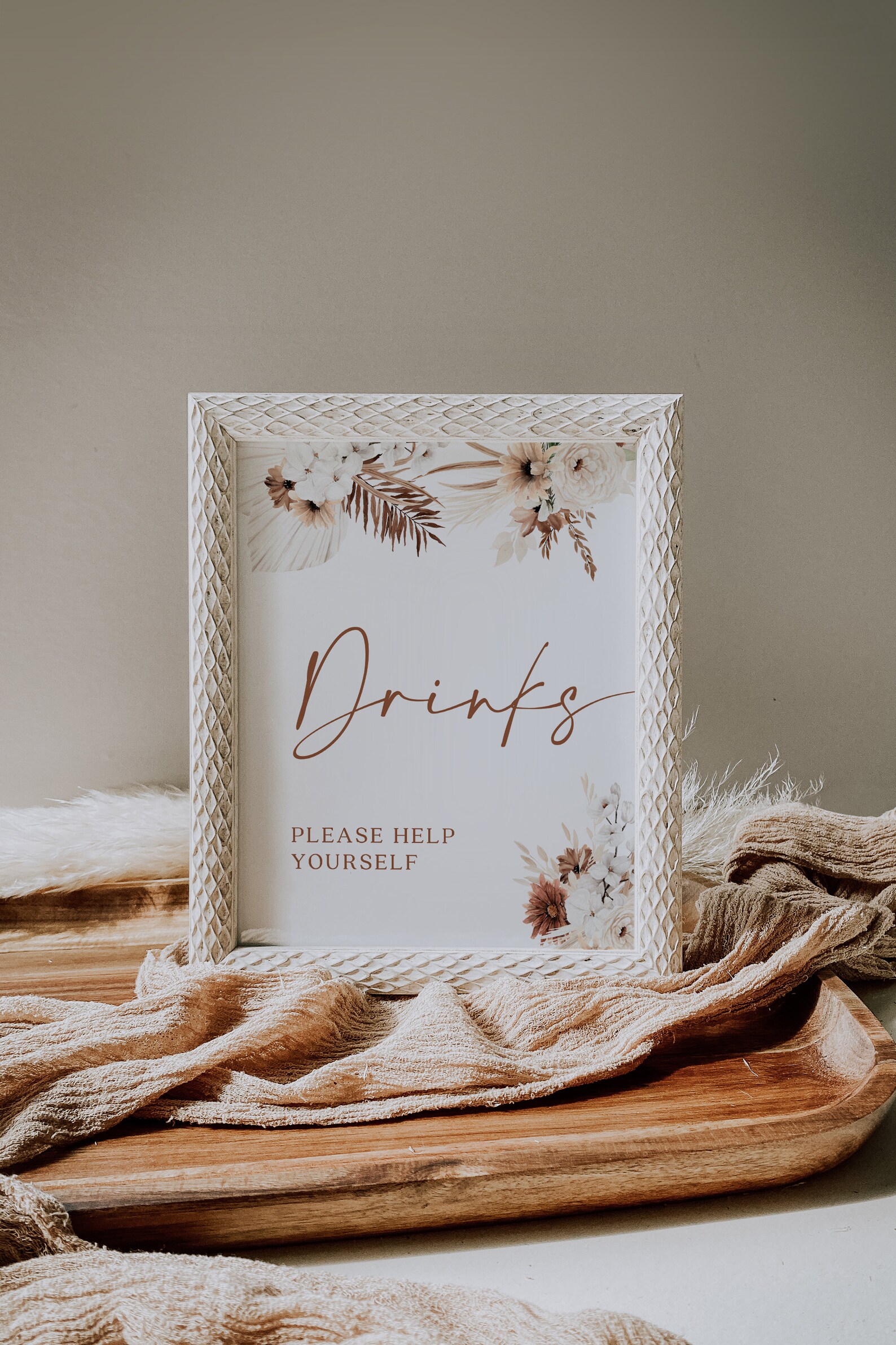 Drinks Sign Drinks Bar Sign Baby Shower Sign Boho Pampas - Etsy