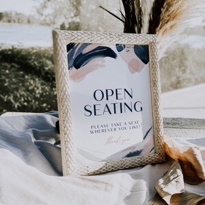 Open Seating Sign, Find Your Seat Sign, Wedding Seating Sign, Navy ...