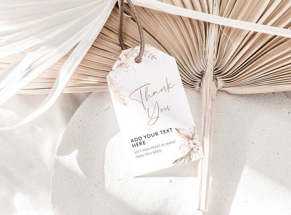 Wedding Tag Template Pampas Grass Tag Wedding Hang Tag - Etsy
