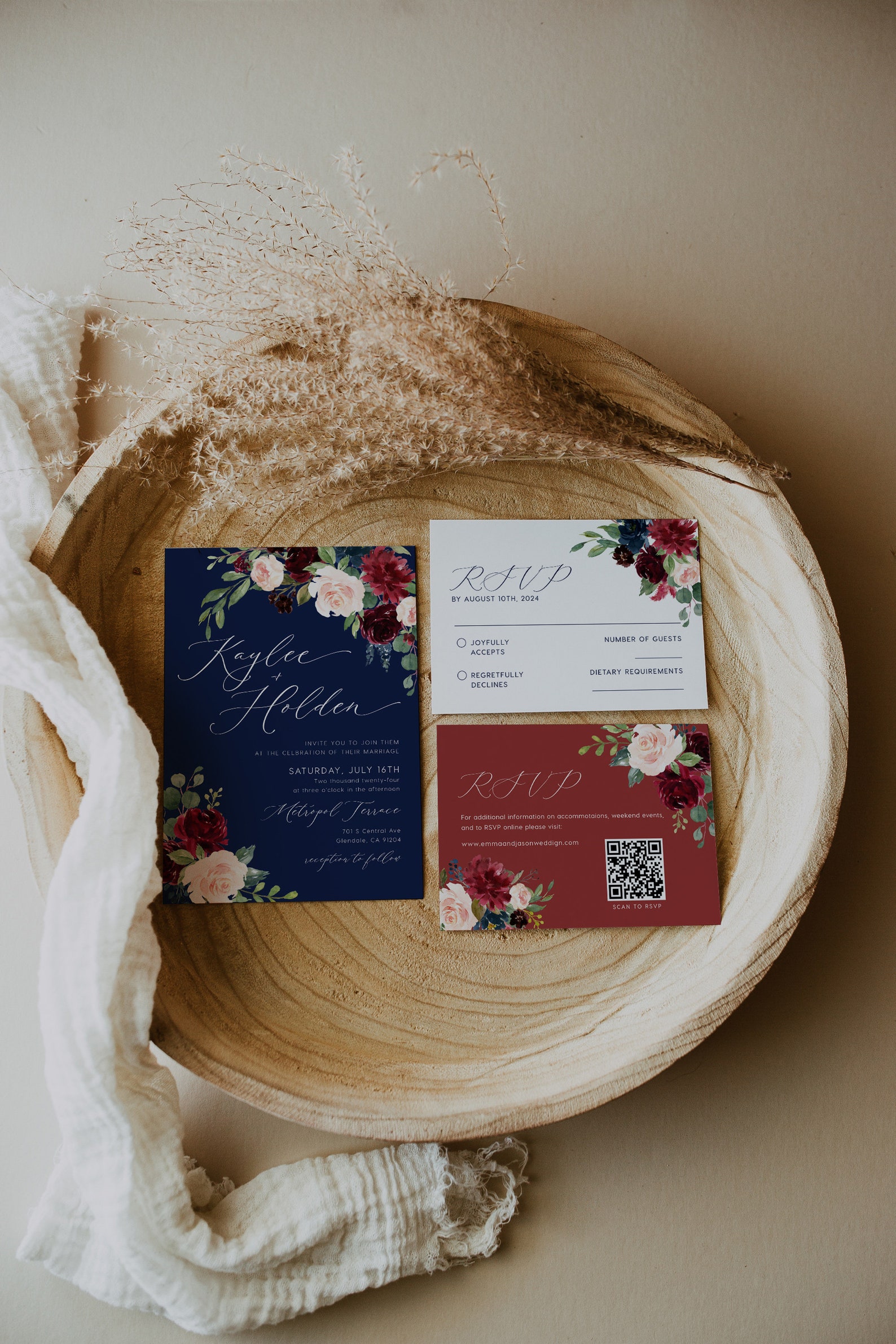 Navy Wedding Invitation Set Navy Invitation Template Navy - Etsy