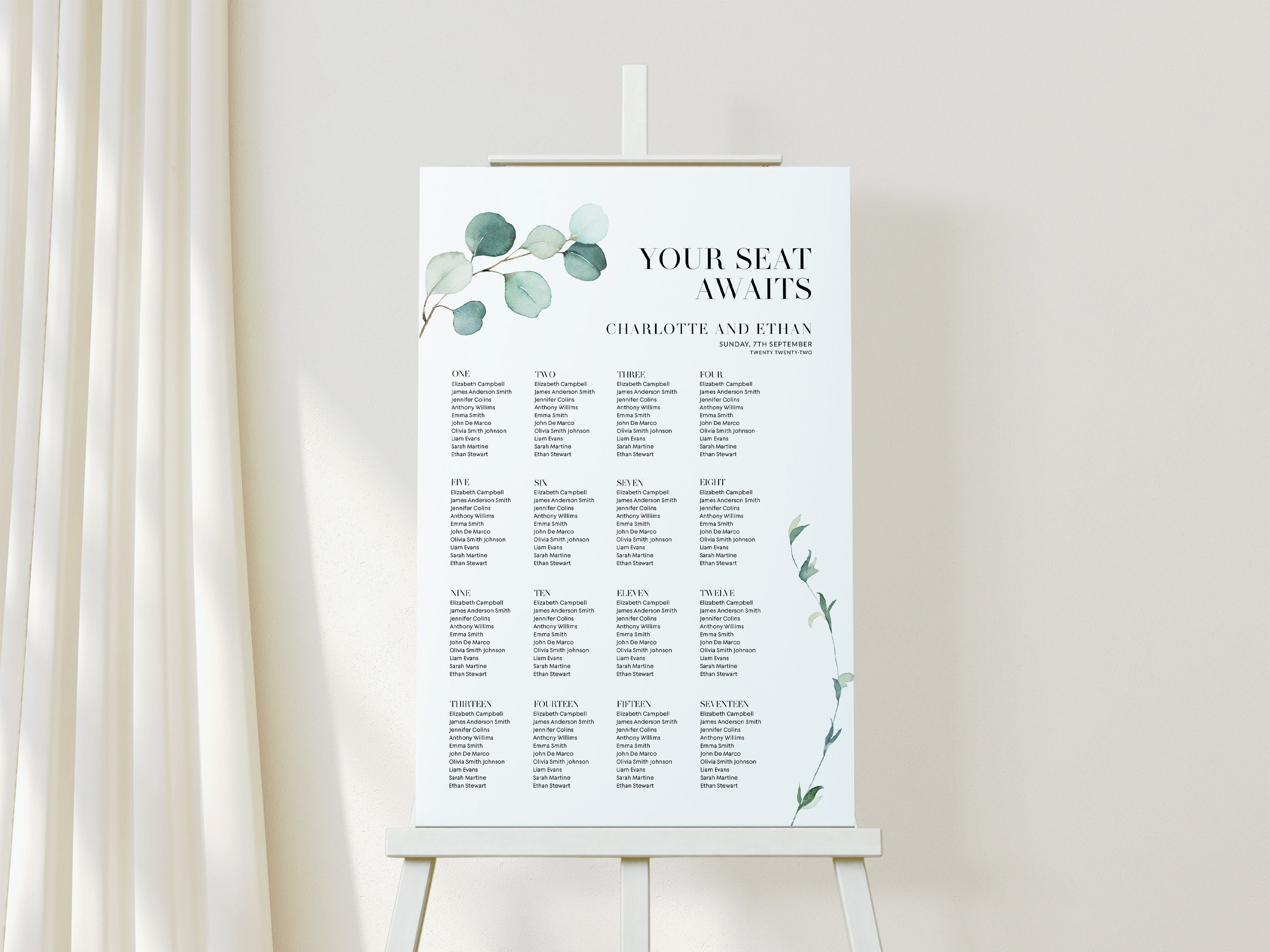 Eucalyptus Seating Chart Seating Chart Wedding Seating Chart - Etsy