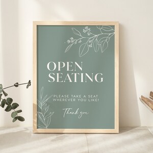 Open Seating Sign, Find Your Seat Sign, Floral Wedding Sign, Botanical ...