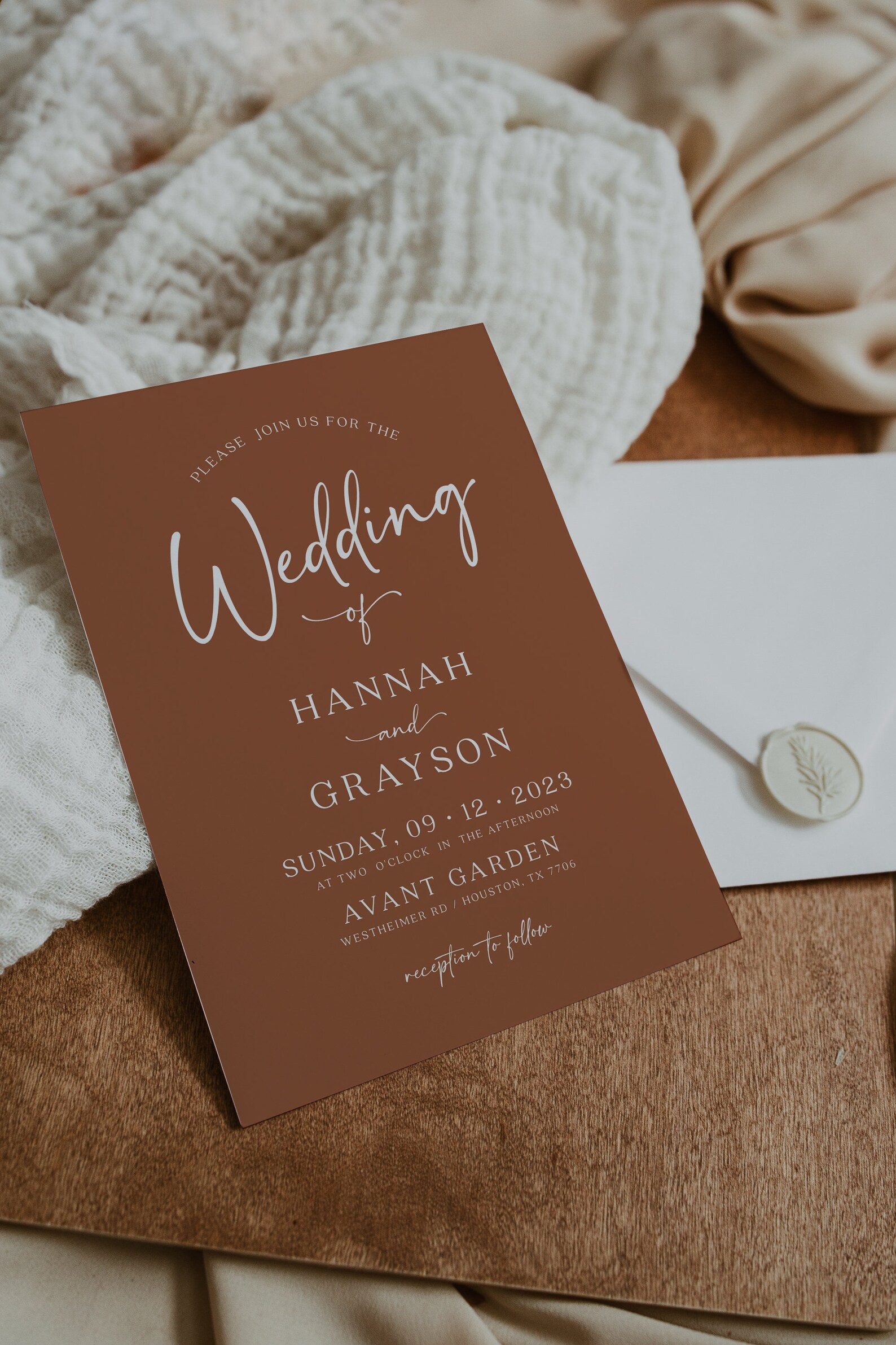 Terracotta Invitation Template Modern Wedding Invitation - Etsy