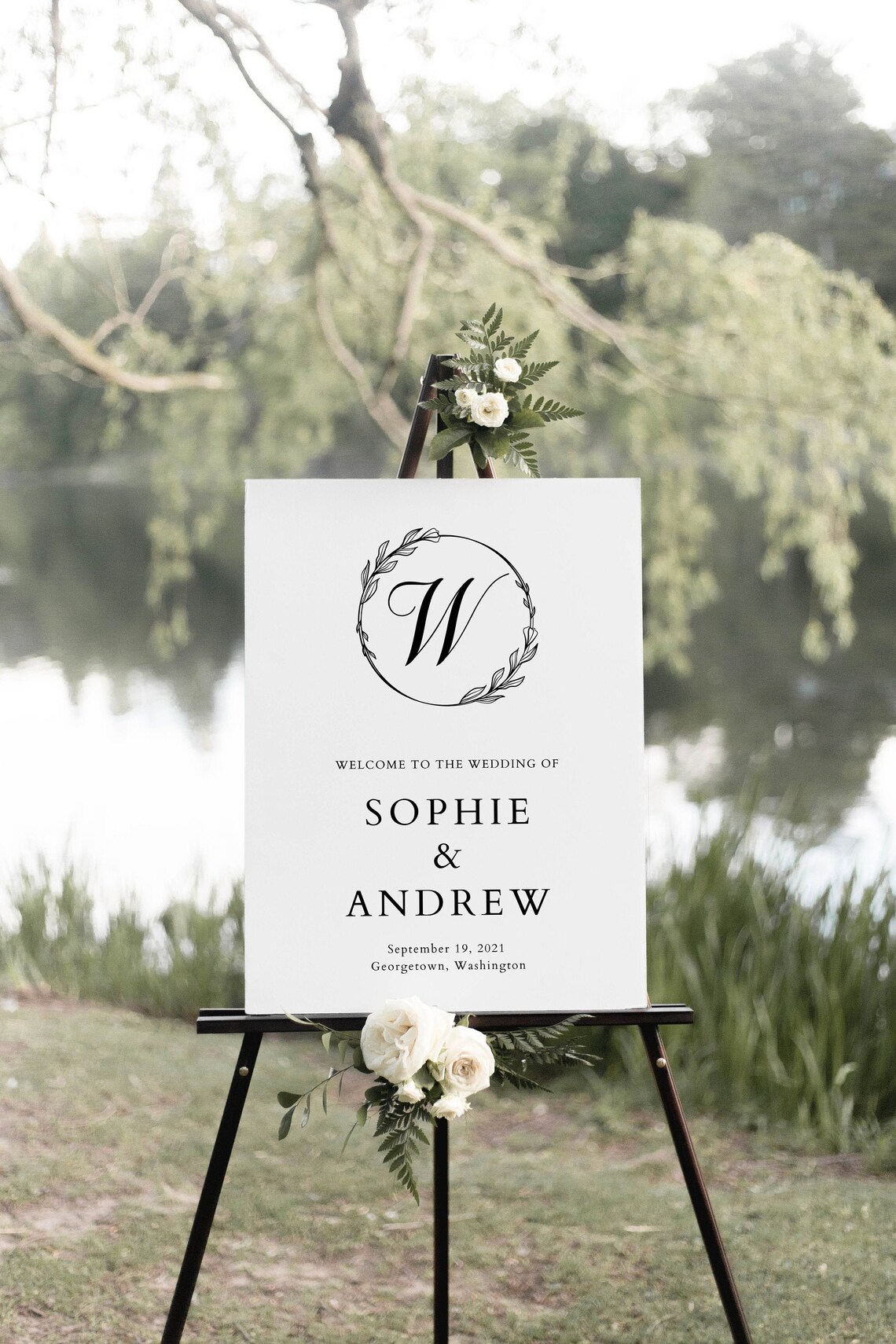 Welcome Wedding Sign With Monogram Instant Download and Print | Etsy