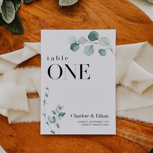 Table Numbers Printable Eucalyptus Table Numbers Wedding - Etsy