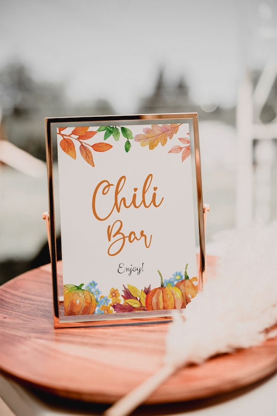 Chili Bar Sign Baby Shower Chili Bar Template Fall Pumpkin - Etsy