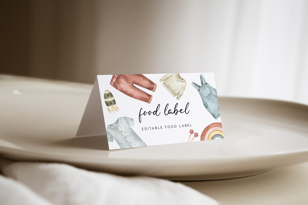 Food Labels Card, Baby Shower Food Tag, Editable Baby Shower Food Tag ...
