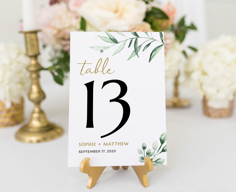 Greenery Table Numbers Template Wedding Table Numbers - Etsy