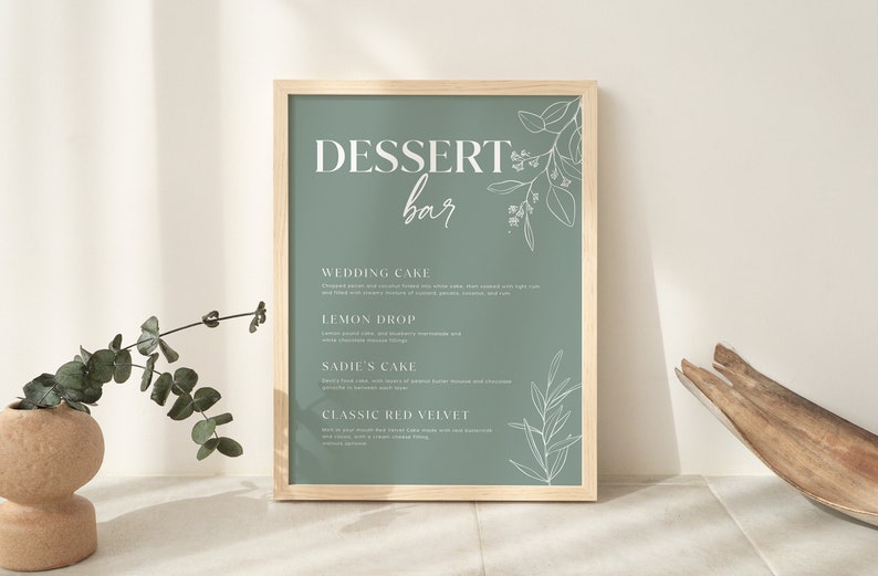 Dessert Menu Sign Dessert Menu Template Floral Wedding Sign - Etsy