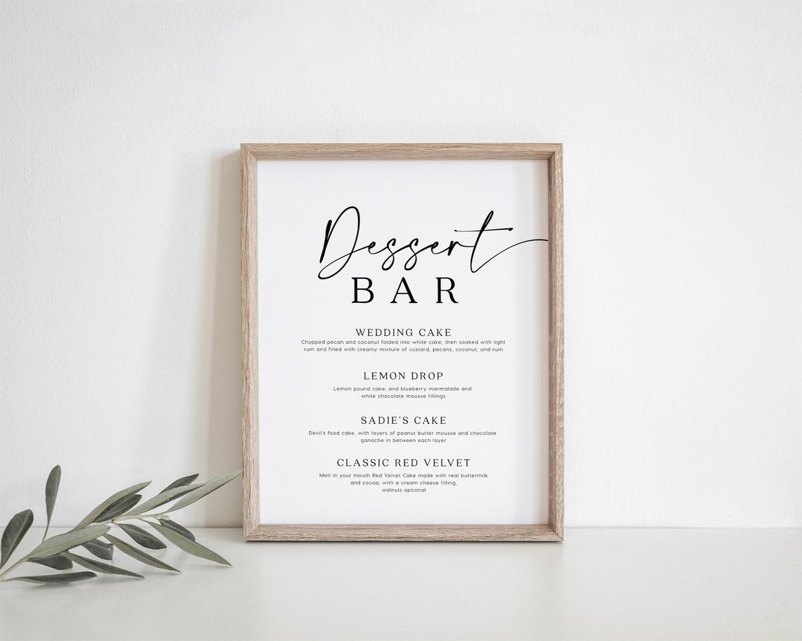 Dessert Bar Sign Dessert Bar Menu Template Modern and - Etsy