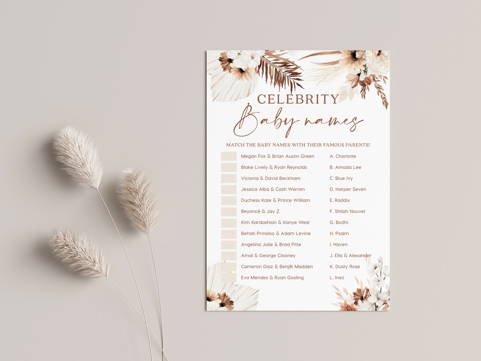 Celebrity Baby Names Game Baby Shower Name Game Baby Shower - Etsy