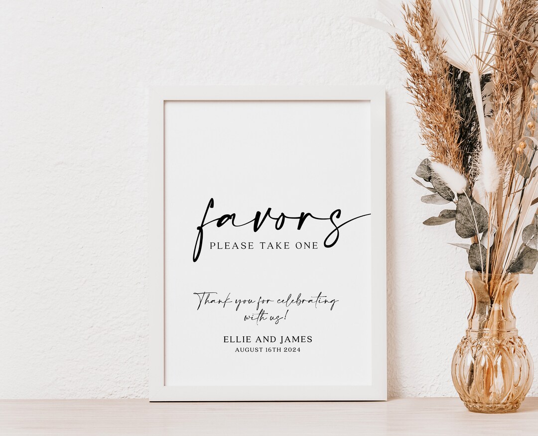 Favors Wedding Sign Template, Favors Sign Wedding, Modern and Elegant ...