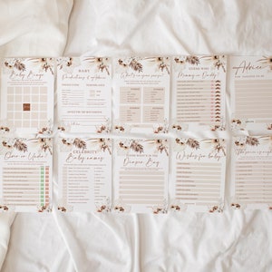 Boho Baby Shower Games, Baby Shower Games Bundle, Neutral Baby Shower ...