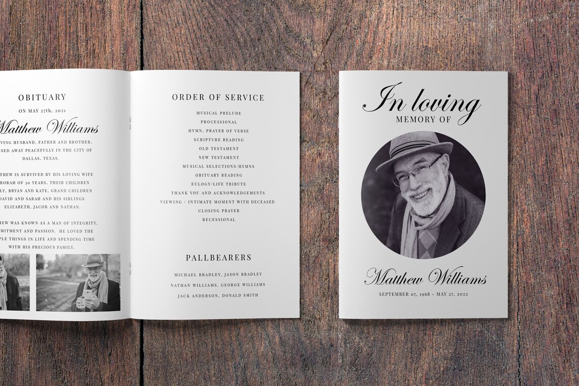 Funeral Program Template Elegant Formal Program Template - Etsy