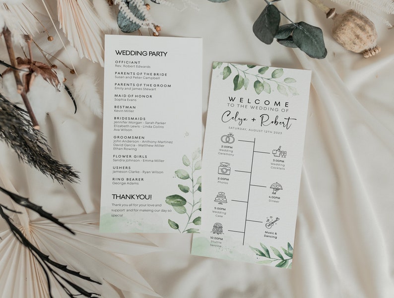 Wedding Program Template Timeline Template Wedding Program - Etsy