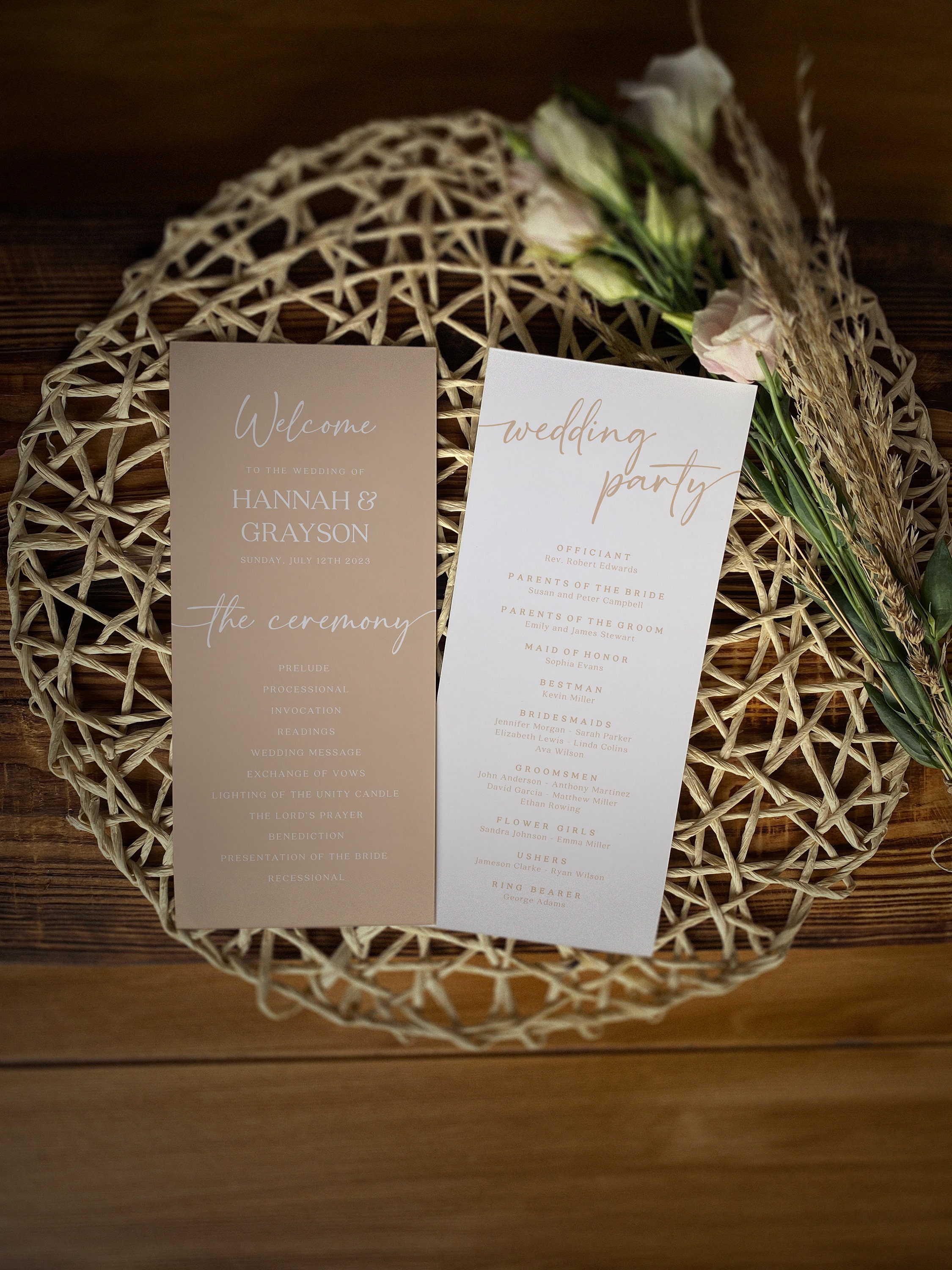 Wedding Ceremony Program Wedding Party Template Wedding | Etsy