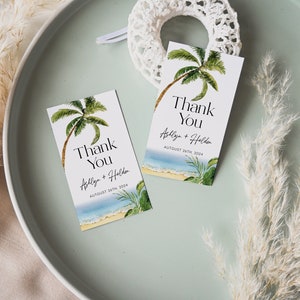 Tropical Favor Tags, Gift Tag Template, Thank You Tag, Tropical Wedding ...