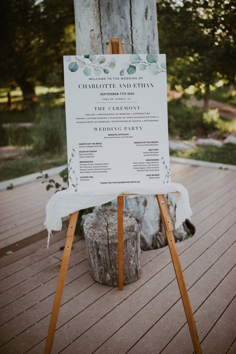 Wedding Ceremony Program Sign Wedding Program Template - Etsy