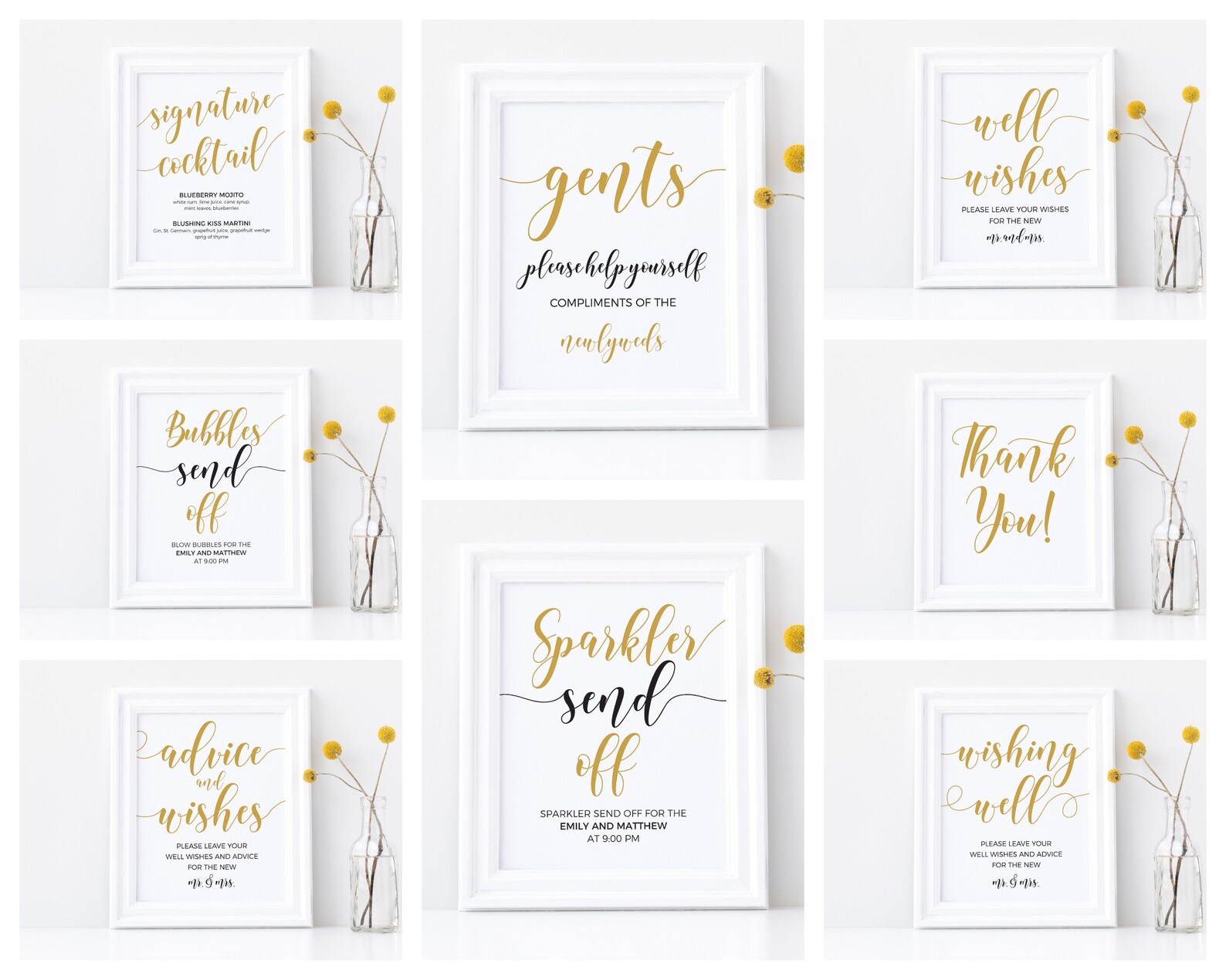 Gold Wedding Signs Bundle Wedding Signs Templates Editable | Etsy