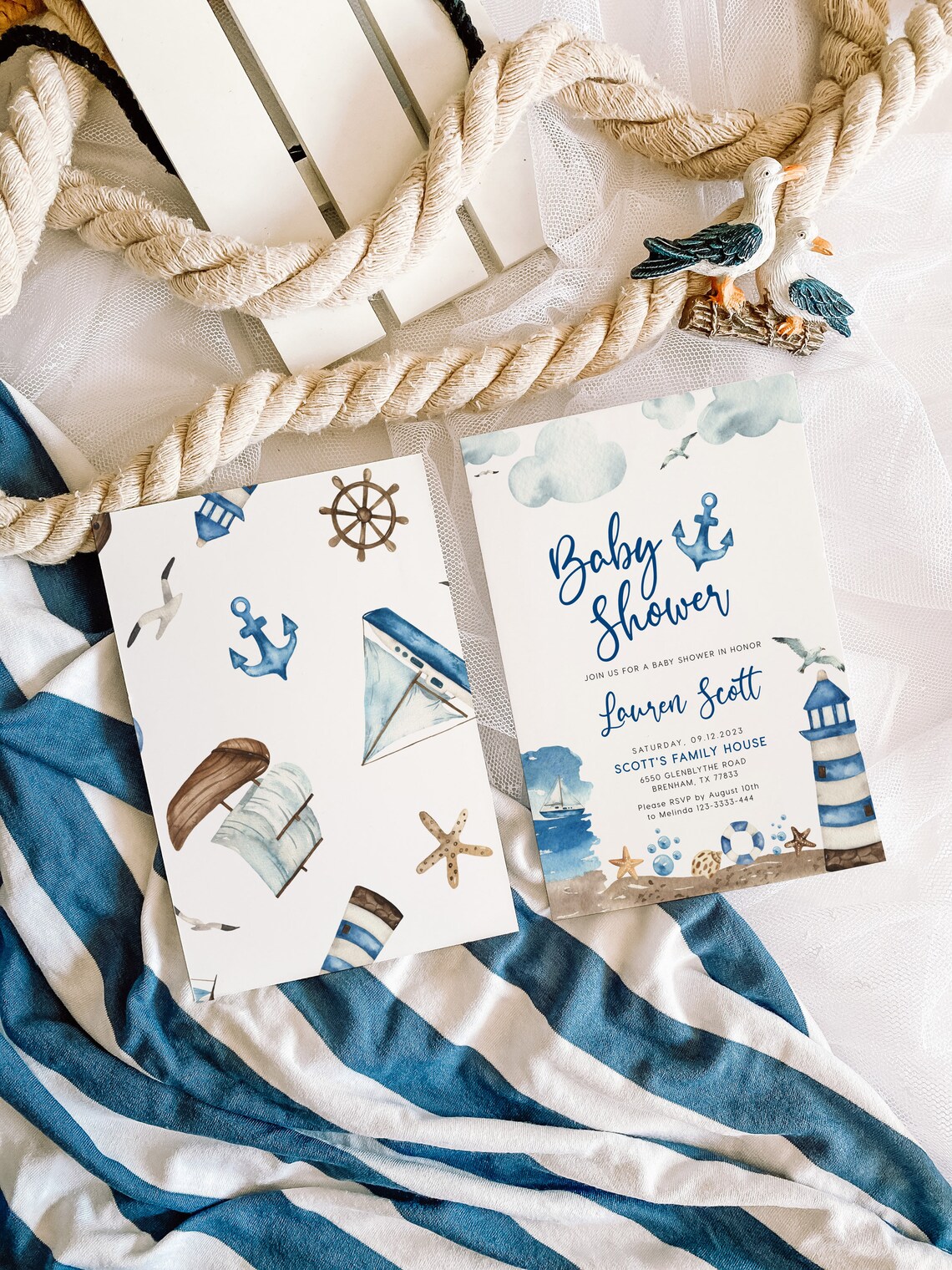 Nautical Baby Shower Invitation Nautical Baby Shower Theme - Etsy