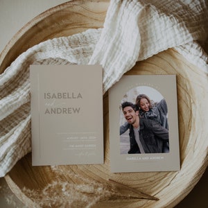 Beige Wedding Invitation Set, Simple Modern Wedding Invitation Set ...