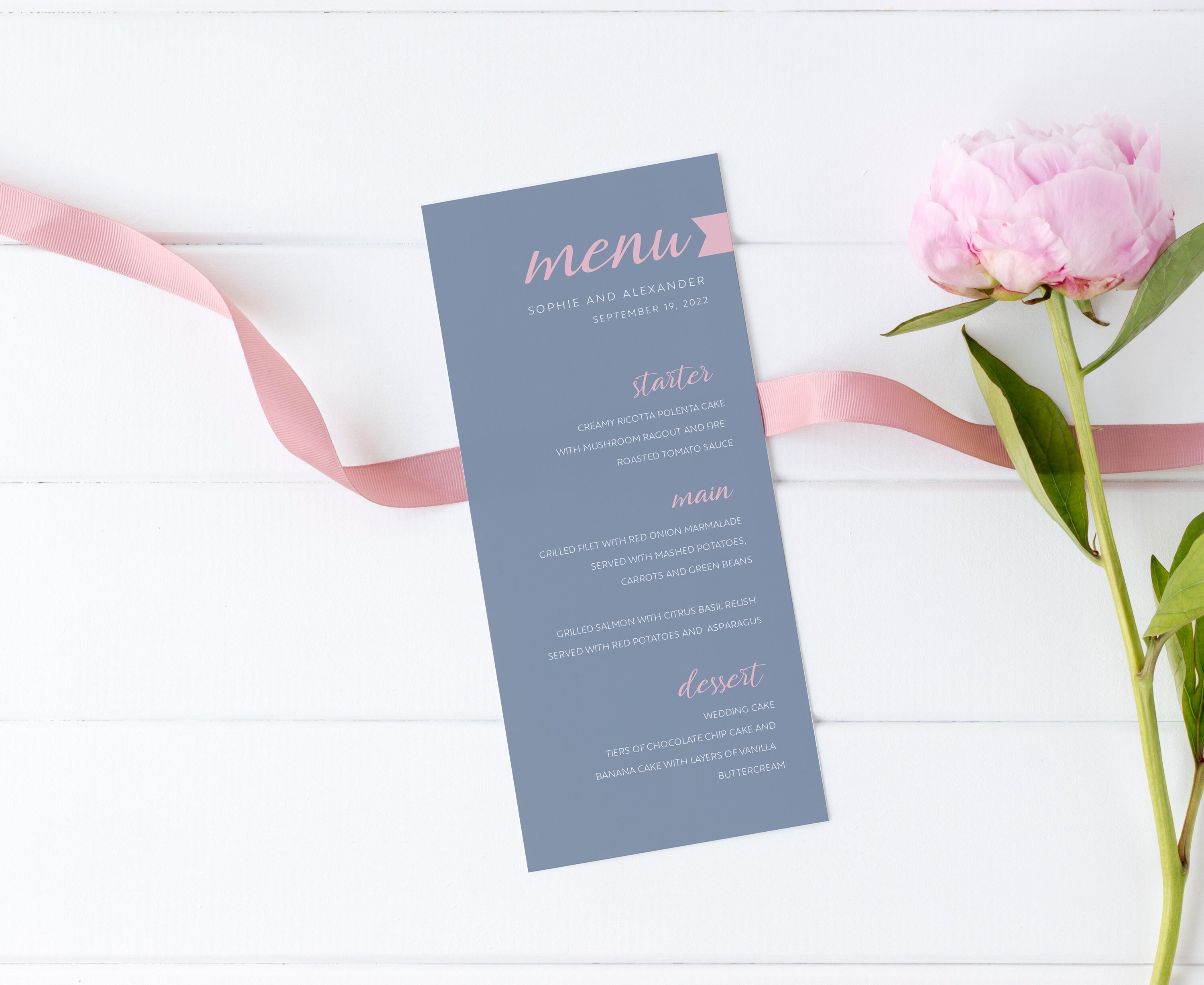 Dusty Blue Menu Template Wedding Dinner Menu Dusty Blue and - Etsy