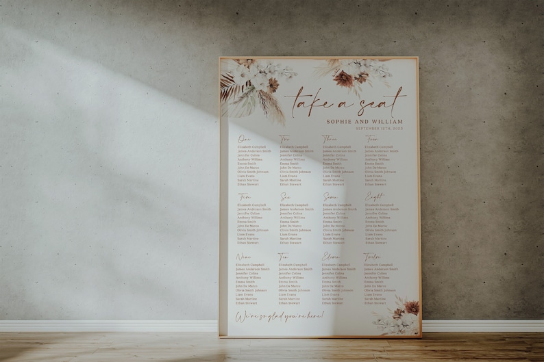 Seating Chart Template Boho Wedding Seating Chart Table Plan - Etsy