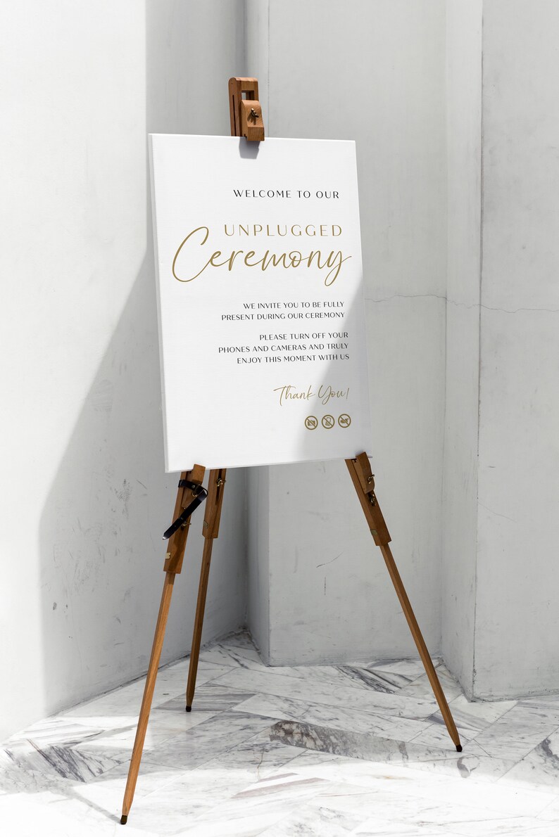 Unplugged Ceremony Sign Wedding Unplugged Sign Gold | Etsy