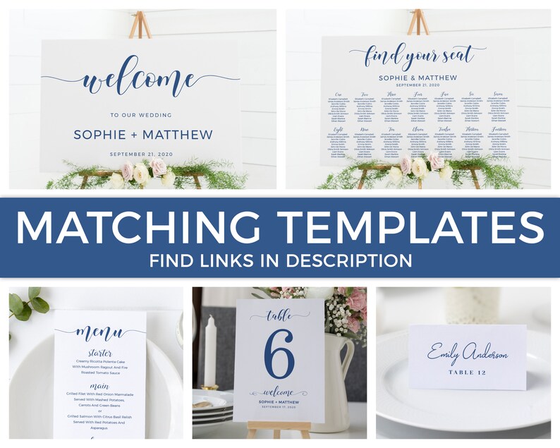 Table Number Template Blue Table Numbers Wedding Table - Etsy