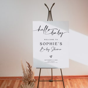 Welcome Sign Template, Hello Baby Sign, Baby Shower Sign, Modern and ...