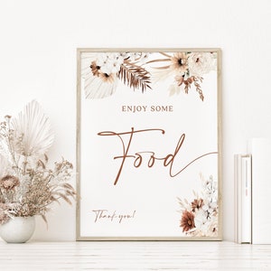 Food Sign, Food Table Sign, Baby Shower Sign, Boho Pampas Terracotta ...