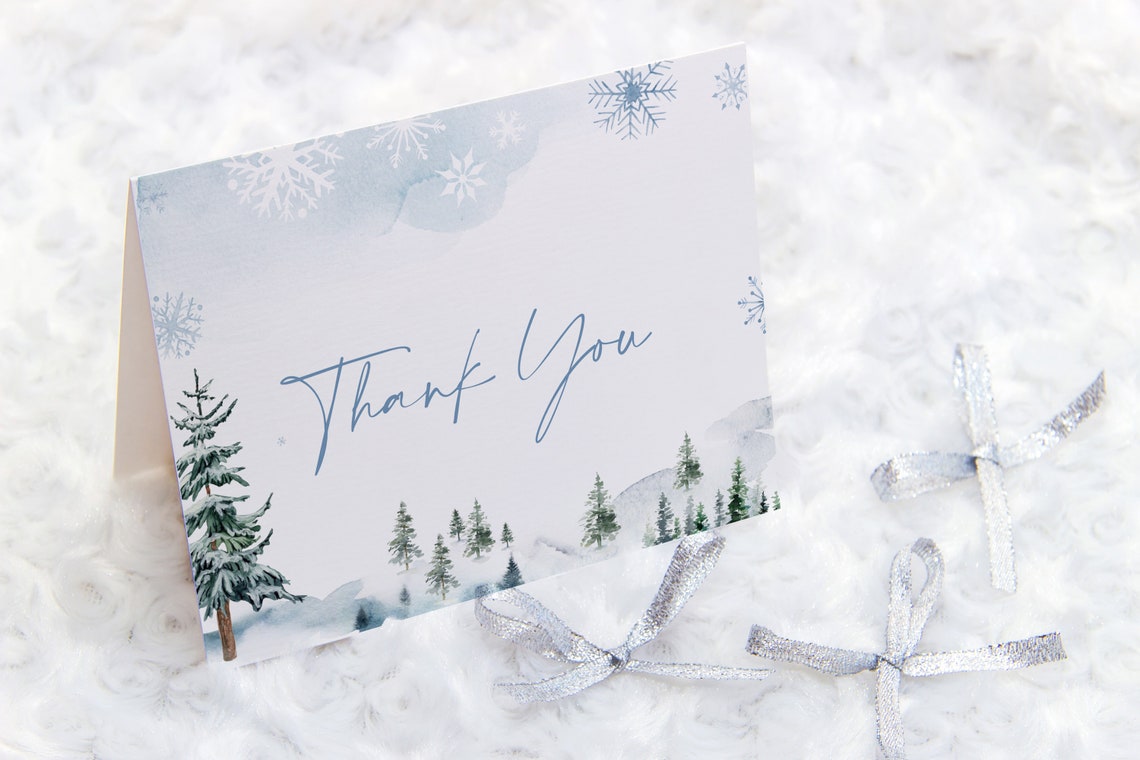 Winter Wonderland Thank You Card Thank You Card Template - Etsy