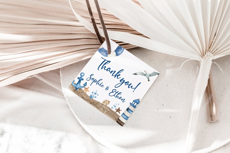 Nautical Tag Template Round and Square Tags Favors and Gift - Etsy