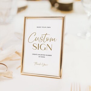 Gold Wedding Sign, Gold Sign Template, Wedding Sign Gold, Custom Sign ...