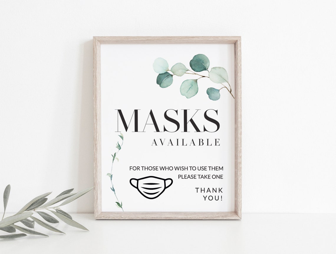 Masks Sign Masks Available Sign Wedding Sign GR021LWT - Etsy