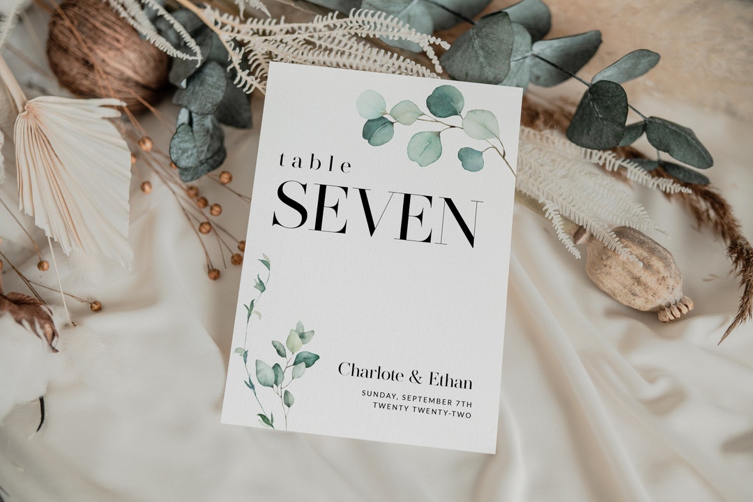 Table Numbers Printable Eucalyptus Table Numbers Wedding - Etsy