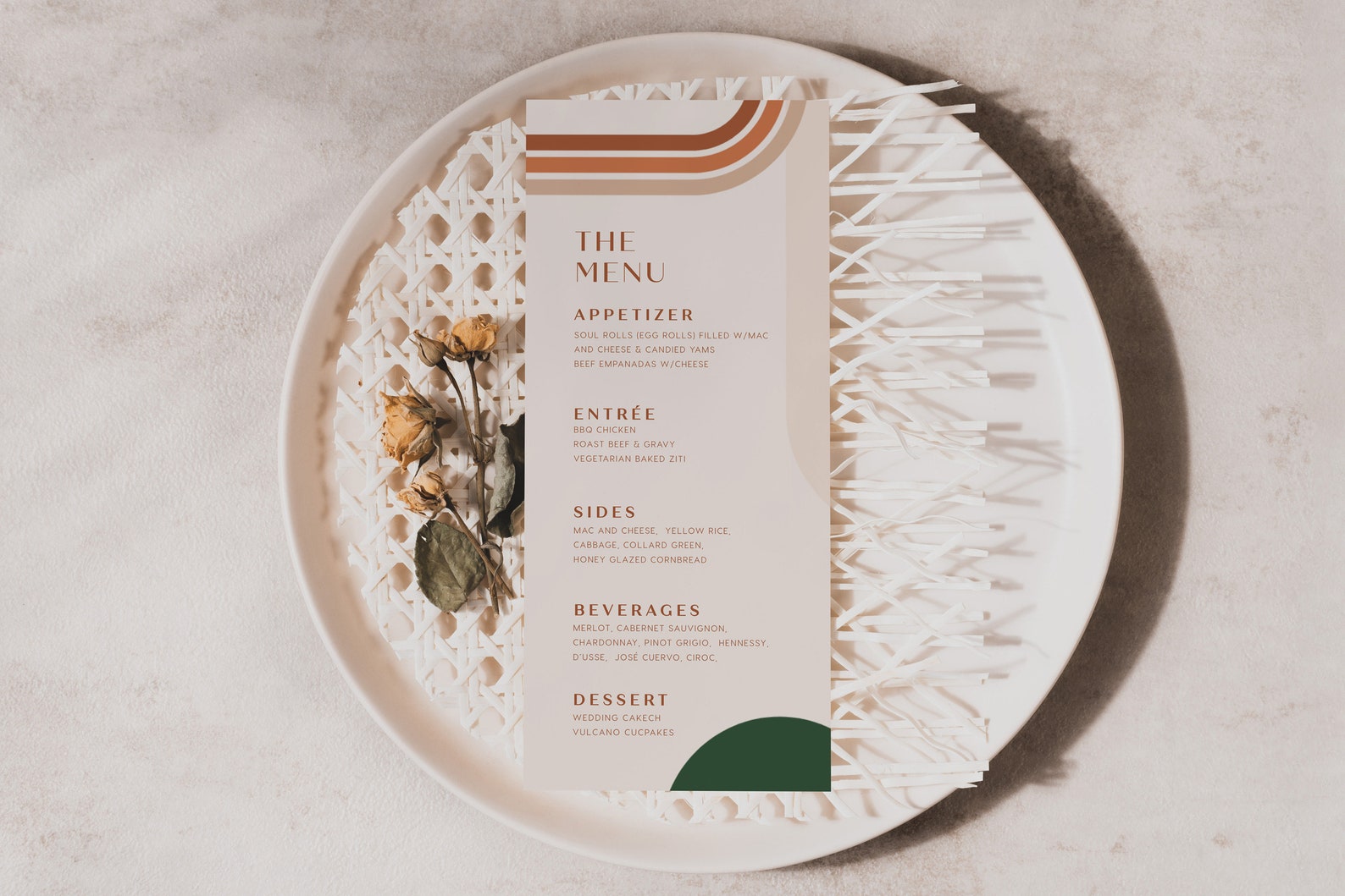 Boho Menu Template Menu Cards With Arch Shapes in Terracotta - Etsy