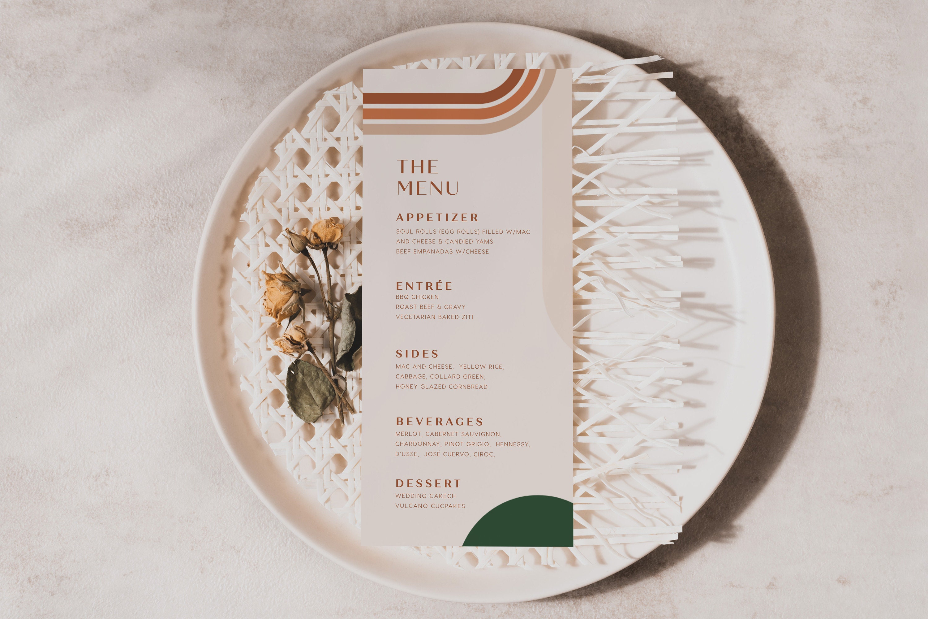 Boho Menu Template Menu Cards With Arch Shapes in Terracotta - Etsy