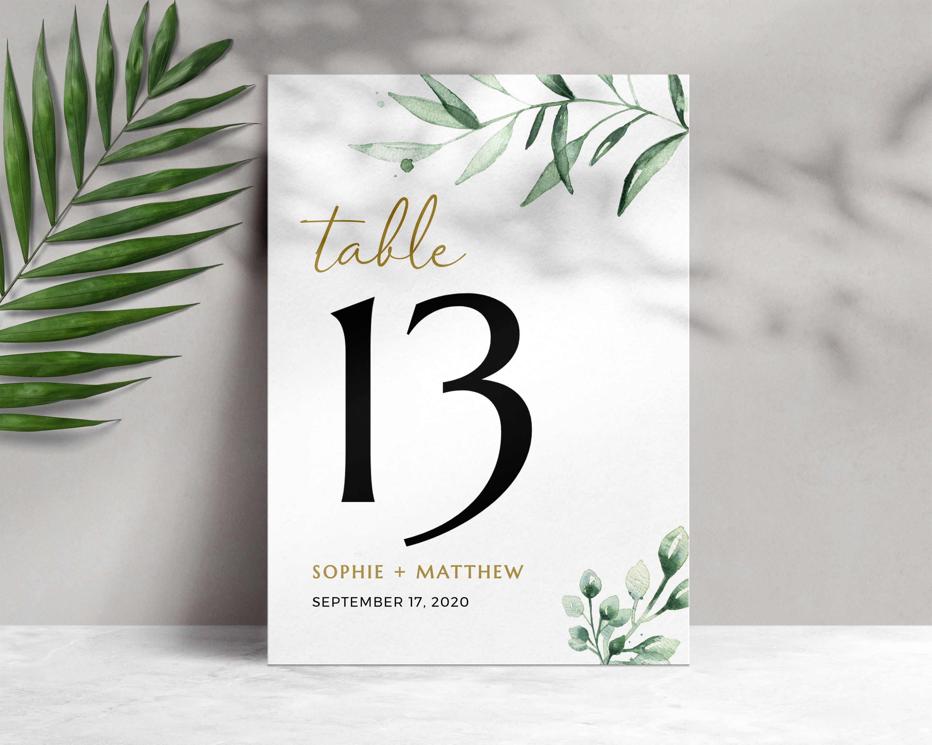 Greenery Table Numbers Template Wedding Table Numbers - Etsy