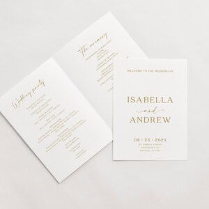 Gold Wedding Program Template, Booklet Program Wedding, Modern and Elegant Wedding Stationery in ...