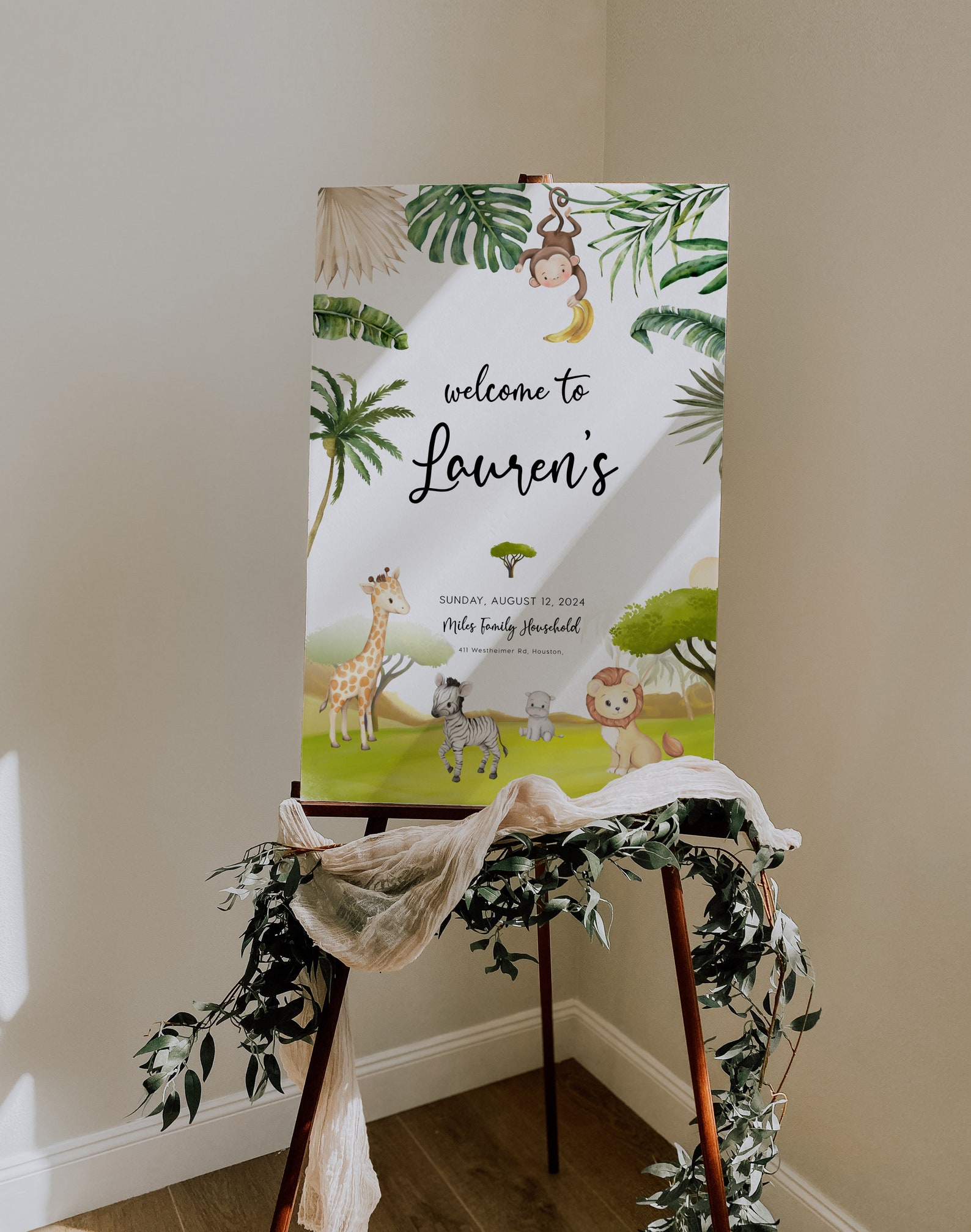 Safari Baby Shower Welcome Sign Welcome Sign Template Safari - Etsy