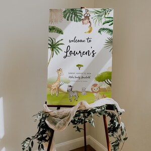 Safari Baby Shower Welcome Sign, Welcome Sign Template, Safari Welcome ...
