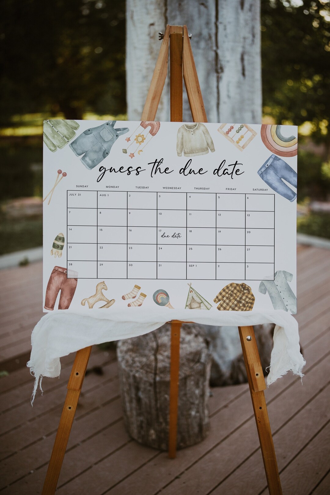 Guess the Due Date Sign Template, Baby Shower Due Date Calendar, Baby ...